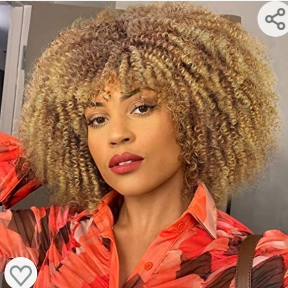 Hair | 12 Inch Ombre Blonde Kinky Curly Afro Synthetic Hair Wig | Poshmark